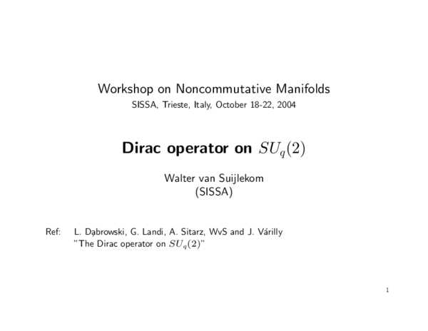 (PDF) The Dirac Operator on SUq(2)