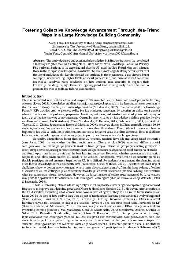 (PDF) Fostering collective knowledge advancement through idea-friend ...
