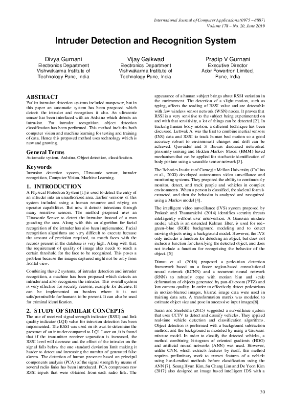 (PDF) Intruder Detection and Recognition System
