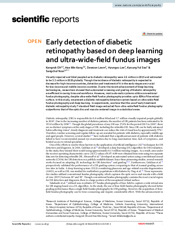 (PDF) Early detection of diabetic retinopathy based on deep learning and ultra-wide-field fundus ...