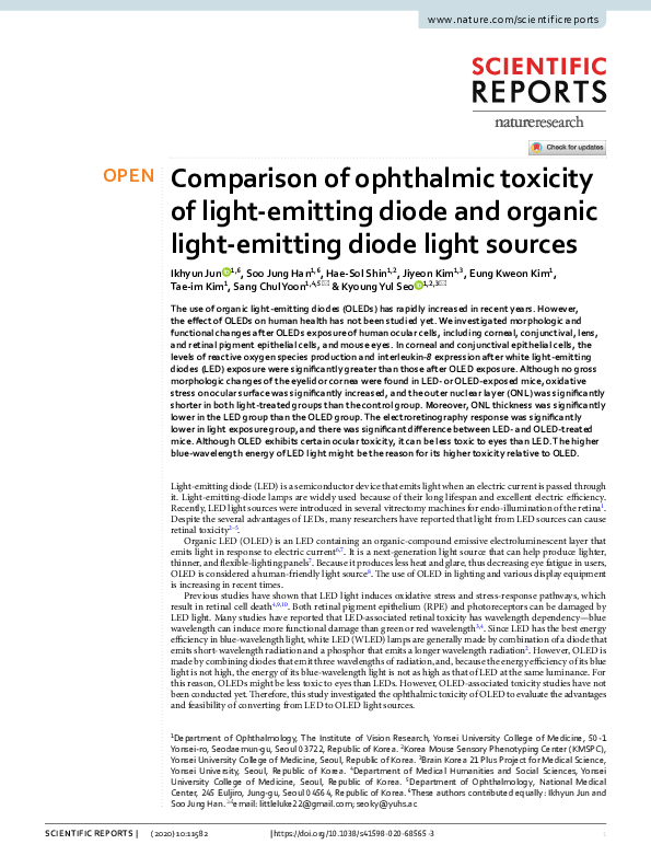 Pdf Comparison Of Ophthalmic Toxicity Of Light Emitting Diode And