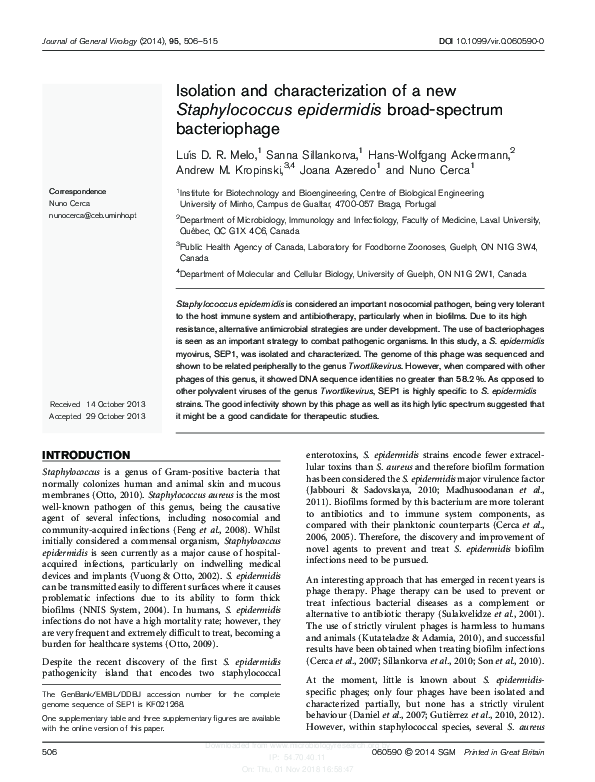 (PDF) Isolation and characterization of a new Staphylococcus ...