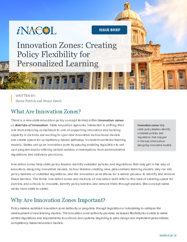 (PDF) Innovation Zones: Creating Policy Flexibility for Personalized ...