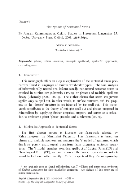 (PDF) The Syntax of Sentential Stress