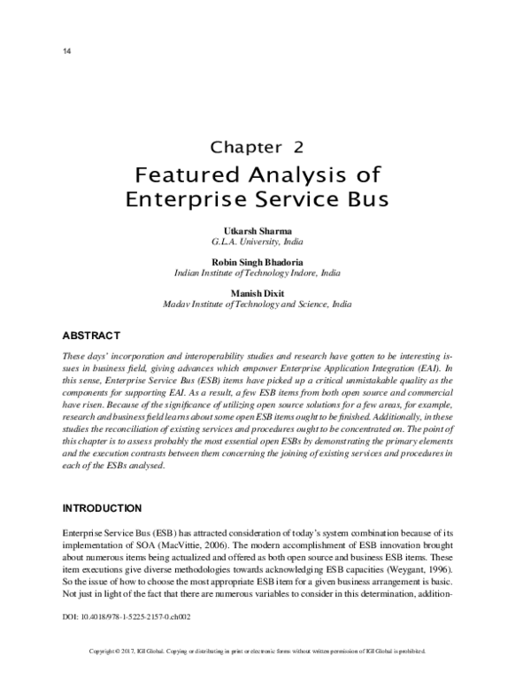 (PDF) Featured Analysis of Enterprise Service Bus