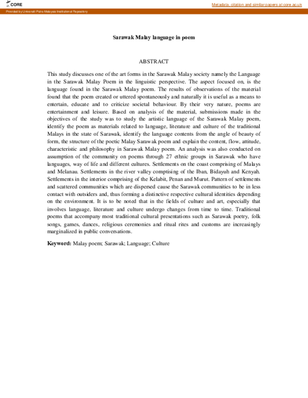(PDF) Sarawak Malay language in poem