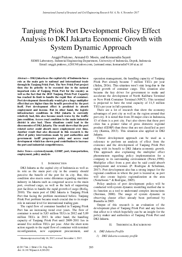 (PDF) Tanjung Priok Port Development Policy Effect Analysis to DKI ...