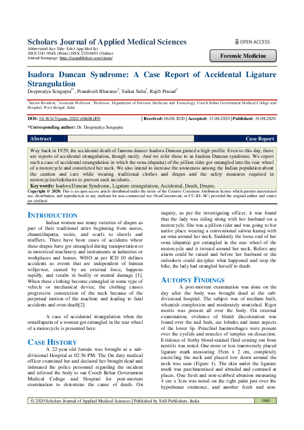 (PDF) Isadora Duncan Syndrome: A Case Report of Accidental Ligature ...