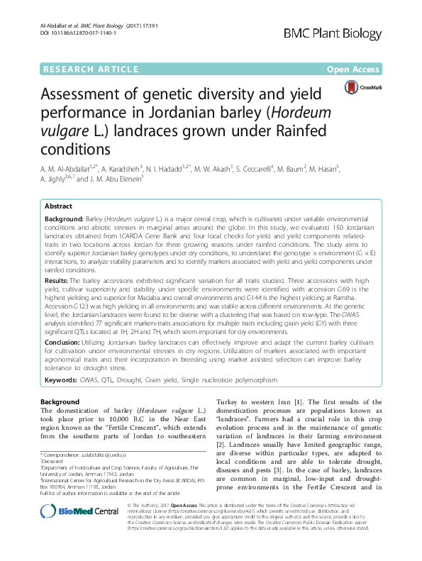 (PDF) Assessment of genetic diversity and yield performance in ...