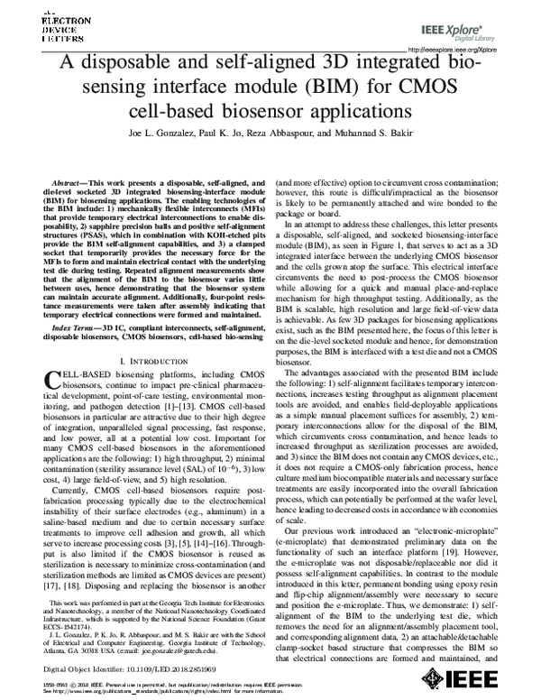 (PDF) A Disposable and Self-Aligned 3-D Integrated Bio-Sensing Interface Module for CMOS Cell ...