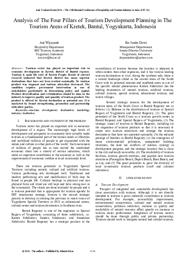 (PDF) Analysis of The Four Pillars of Tourism Development Planning in ...