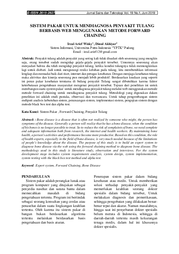(PDF) Sistem Pakar Untuk Mendiagnosa Penyakit Tulang Berbasis Web ...