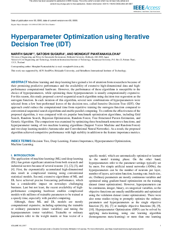 (PDF) Hyperparameter Optimization using Iterative Decision Tree (IDT)