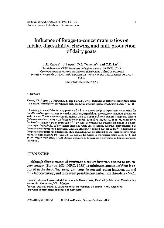 (PDF) Influence of forage-to-concentrate ratios on intake, digestibility, chewing and milk ...