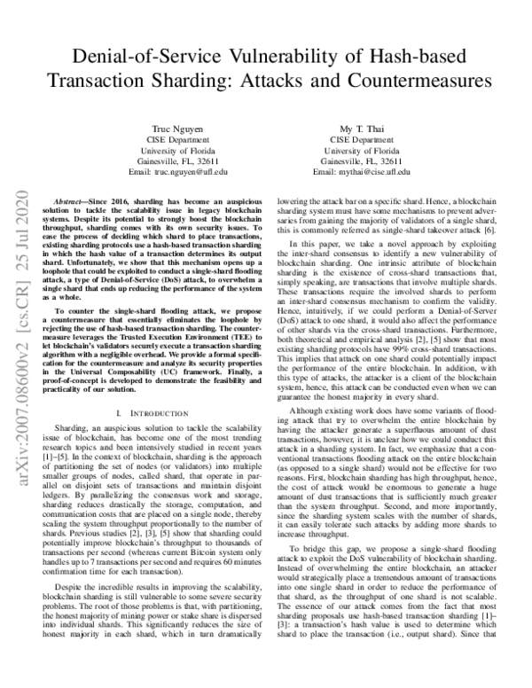(PDF) Denial-of-Service Vulnerability of Hash-based Transaction ...