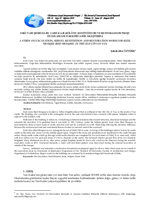 (PDF) Eski̇ Van Şehri̇ Kizil Cami̇ Kazi-Rölöve, Resti̇tüsyon Ve Restorasyon Proje Uygulamasi ...