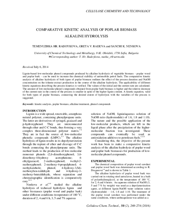 (PDF) Comparative Kinetic Analysis of Poplar Biomass Alkaline Hydrolysis