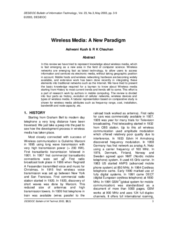(PDF) Wireless Media: A New Paradigm