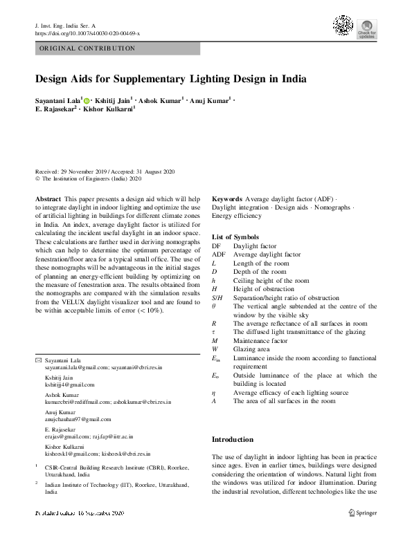 (PDF) Design Aids for Supplementary Lighting Design in India