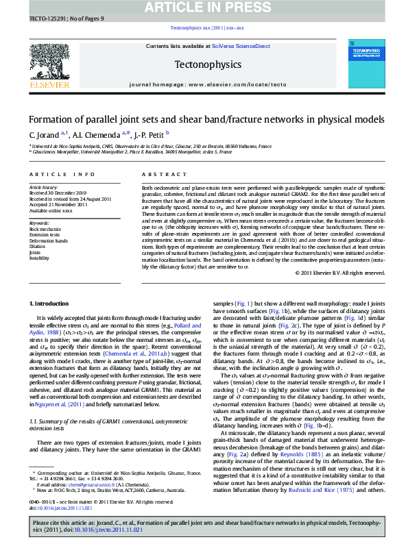 (PDF) Formation of parallel joint sets and shear band/fracture networks ...