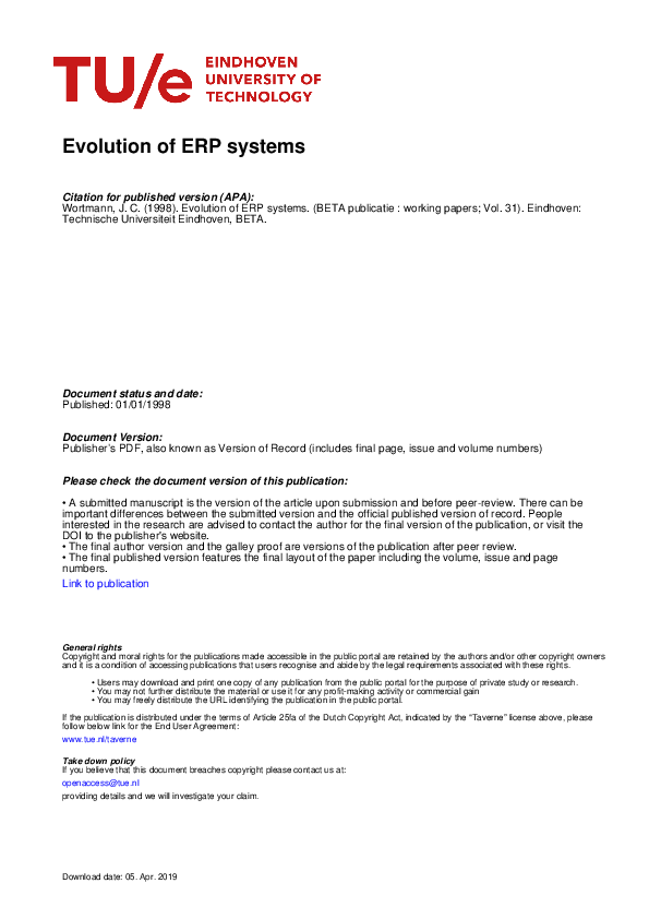 (PDF) Evolution of ERP Systems