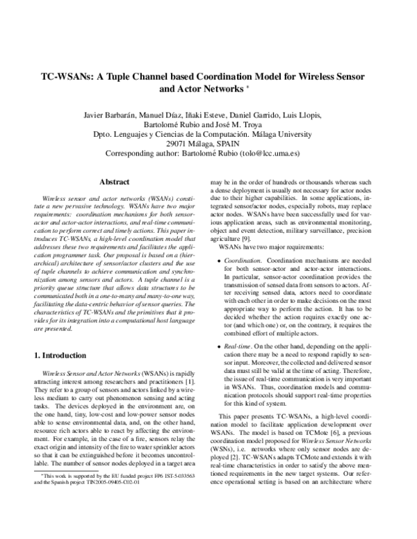 (PDF) TC-WSANs: A Tuple Channel based Coordination Model for Wireless ...