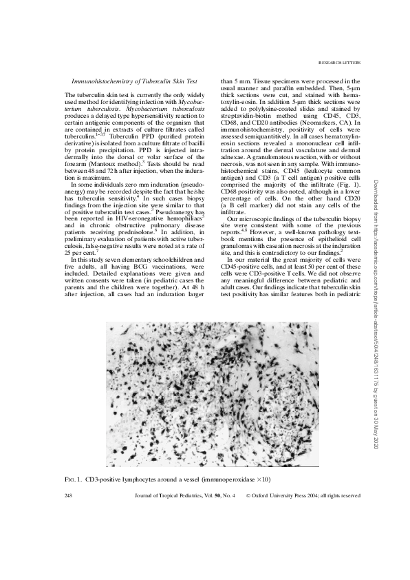 (PDF) Immunohistochemistry of Tuberculin Skin Test