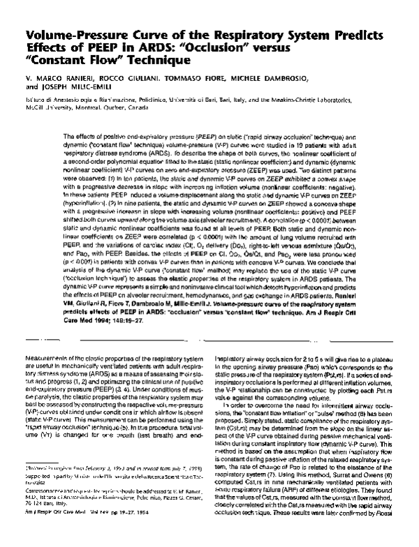 (PDF) Volume-pressure curve of the respiratory system predicts effects ...