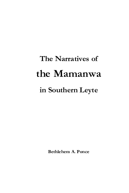 (PDF) Narratives of the Mamanwa by B.Ponce