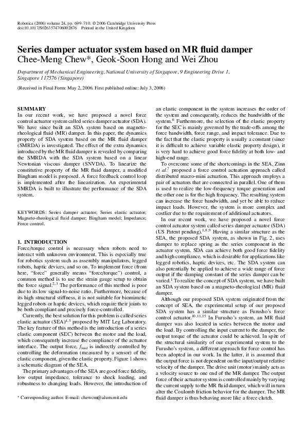 (PDF) Series damper actuator system based on MR fluid damper