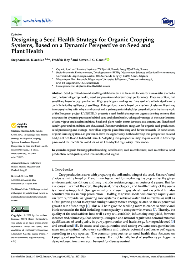 (PDF) Designing a Seed Health Strategy for Organic Cropping Systems ...