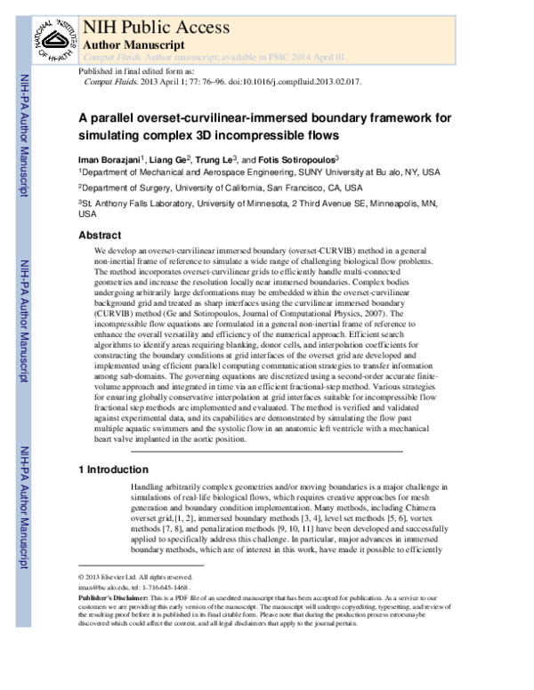 (PDF) A parallel overset-curvilinear-immersed boundary framework for simulating complex 3D ...