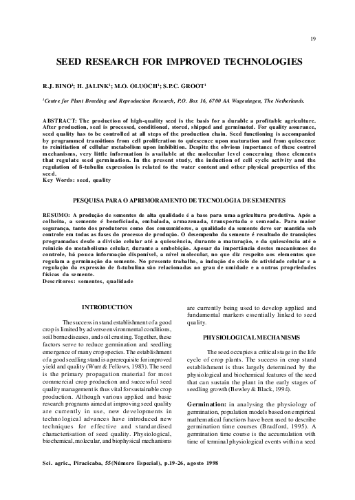 (PDF) Seed research for improved technologies
