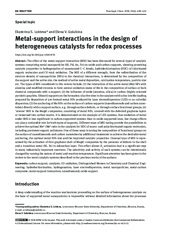 (PDF) Metal-support interactions in the design of heterogeneous ...