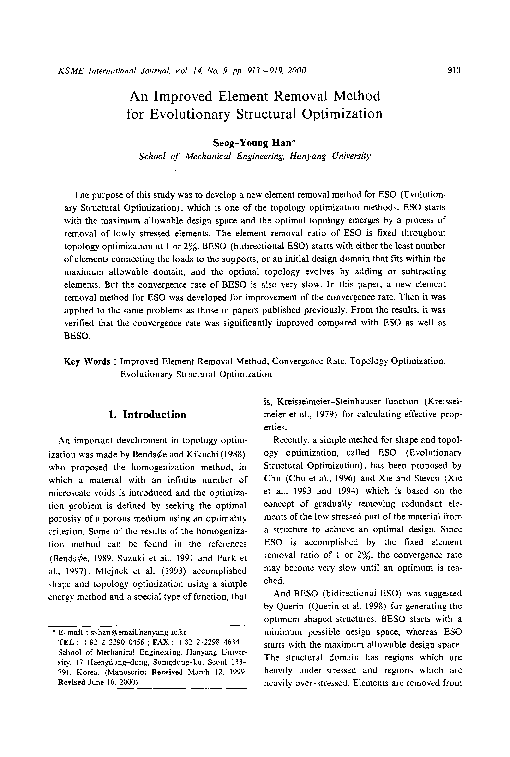 (PDF) An improved element removal method for evolutionary structural optimization
