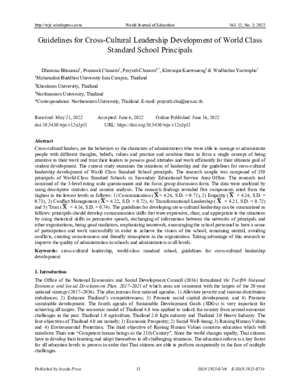 (PDF) Guidelines for Cross-Cultural Leadership Development of World ...