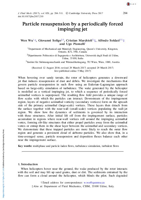 (PDF) Particle resuspension by a periodically forced impinging jet