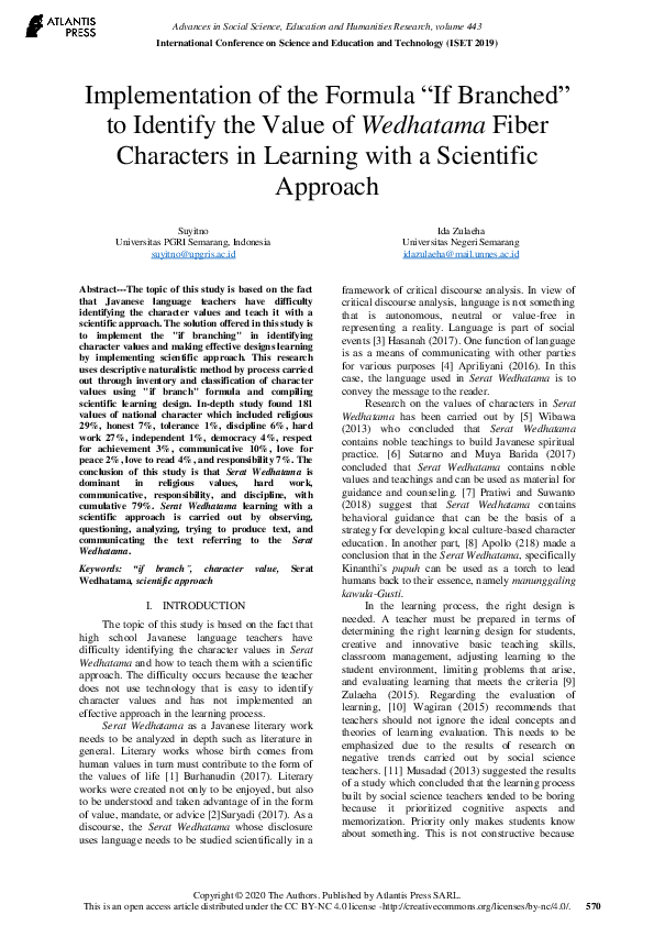 (PDF) Implementation of the Formula “If Branched” to Identify the Value ...