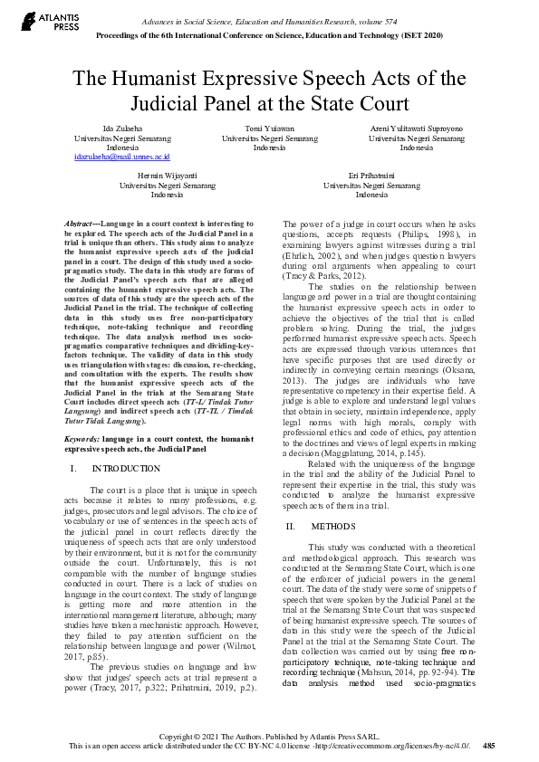 (PDF) The Humanist Expressive Speech Acts of the Judicial Panel at the ...