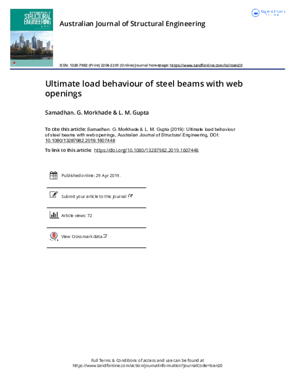(PDF) Ultimate load behaviour of steel beams with web openings