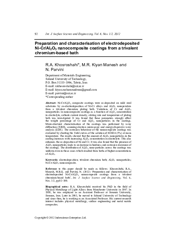 (PDF) Preparation and characterisation of electrodeposited amorphous Sn ...