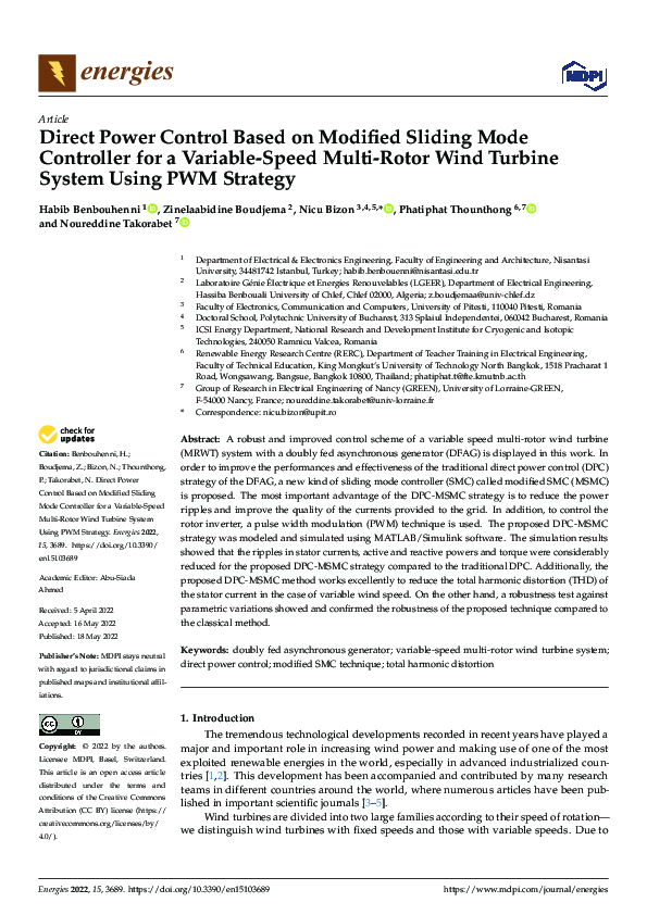 Pdf Direct Power Control Based On Modified Sliding Mode Controller For A Variable Speed Multi
