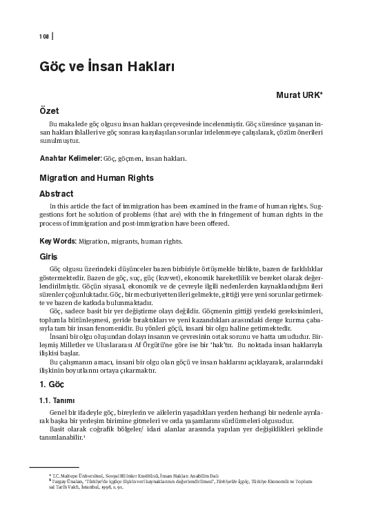 (PDF) Göç ve İnsan Hakları