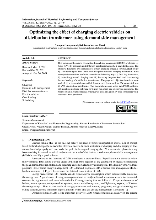 (PDF) Optimizing the effect of charging electric vehicles on ...