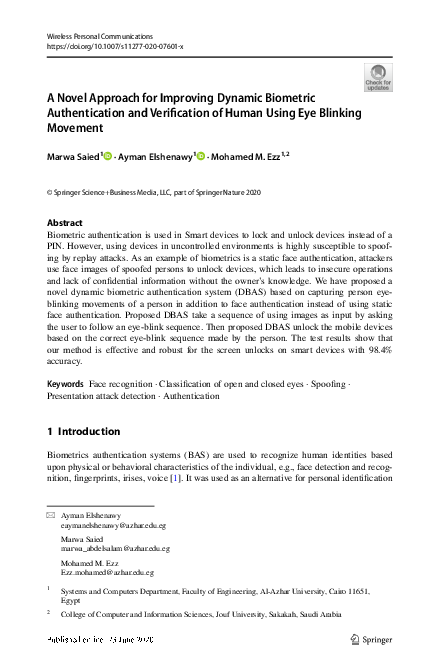 (PDF) A Novel Approach for Improving Dynamic Biometric Authentication and Verification of Human ...