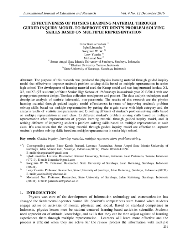 (PDF) Effectiveness of Physics Learning Material Through Guided Inquiry Model to Improve Student ...