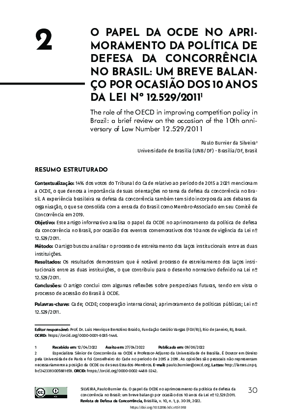 (PDF) papel da OCDE no aprimoramento da política de defesa da concorrência no Brasil | Paulo ...