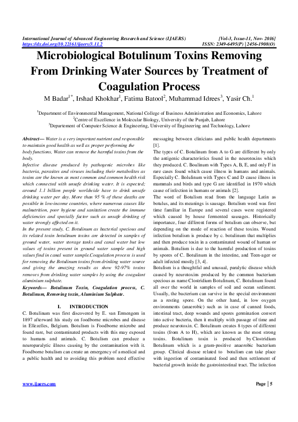 (PDF) Microbiological Botulinum Toxins Removing From Drinking Water ...