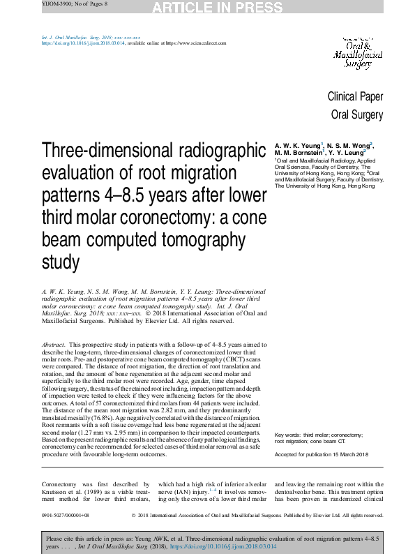 (PDF) Three-dimensional radiographic evaluation of root migration ...