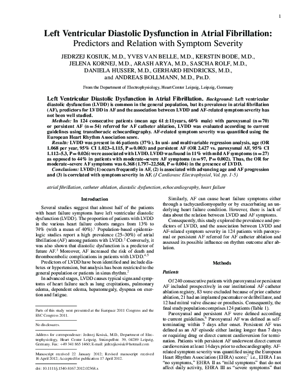 (PDF) Left Ventricular Diastolic Dysfunction in Atrial Fibrillation ...